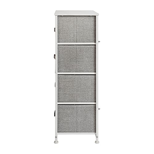 Flash Furniture 4 Drawer Storage Dresser - White Cast Iron Frame and Wood Top - 4 Easy Pull Light Gray Fabric Drawers