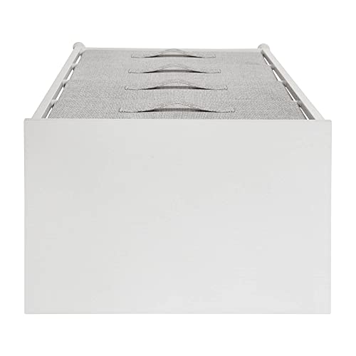 Flash Furniture 4 Drawer Storage Dresser - White Cast Iron Frame and Wood Top - 4 Easy Pull Light Gray Fabric Drawers