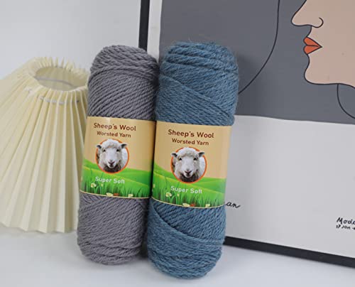 3-Pack Sheep’s 50% Wool Worsted Yarn for Knitting and Crocheting 10.5 oz, 495 Yards Imported (Black 13)