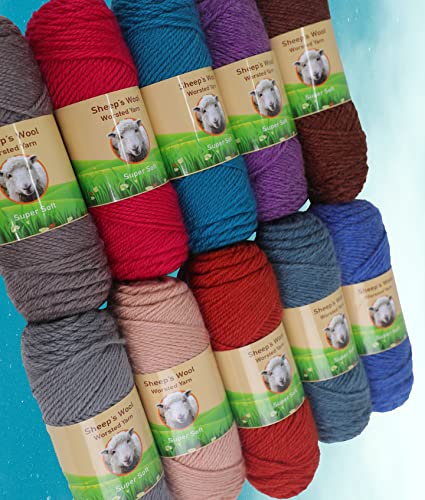 3-Pack Sheep’s 50% Wool Worsted Yarn for Knitting and Crocheting 10.5 oz, 495 Yards Imported (Black 13)