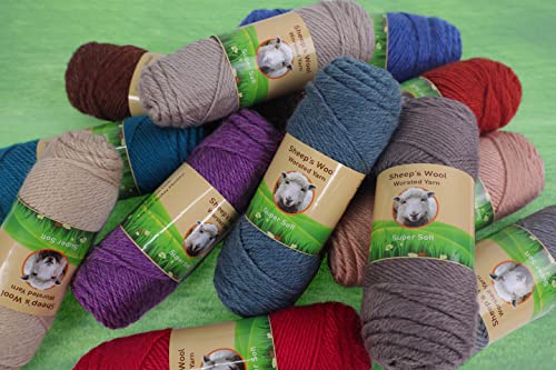 3-Pack Sheep’s 50% Wool Worsted Yarn for Knitting and Crocheting 10.5 oz, 495 Yards Imported (Black 13)