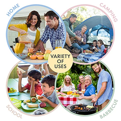 FOODLE Wheat Straw Dinnerware Sets for 4 - Lightweight & Unbreakable Dishes - Microwave & Dishwasher Safe - Perfect for Camping, Picnic, RV, Dorm - Plates, Cups and Bowls - Great for Kids & Adults