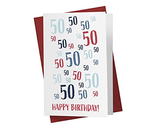 50th Birthday Card - Just A Number 50th Anniversary Card For Brother, Sister, Dad, Mom, Boyfriend, Grilfriend - 50 Years Old Birthday Card - Happy 50th Birthday Card - With Envelope