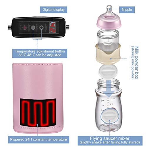 AIKEBAO Heating Constant Temperature Baby Glass bottles5oz,Portable/Formula Bottles/Automatic Mixing/Bottle for Formula/Baby Formula Bottle