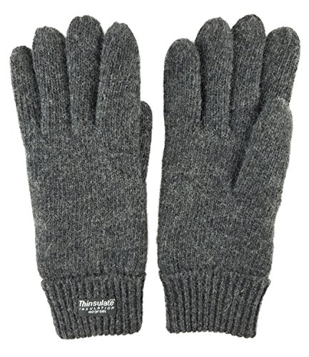 BRUCERIVER Ladie's Wool Knit Gloves with Thinsulate Lining (Dk.Gray, X-Large)