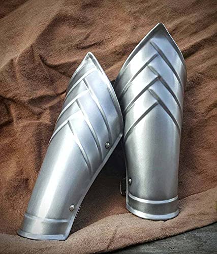 Active Industries Medieval Bracers Fully Functional Arm Guard for Cosplay, Role-Play, Costume Armour Handmade Set Armor Leather Steel Costume, Silver, 10 - 12 Inch Adult Size