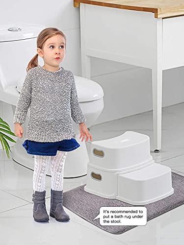Glamore 2 Step Stool for Kids, Toddler Step Stool, Kids Step Stool for Bathroom Sink, Potty Training, Toilet Stool, Slip Resistant, Dual Height 4.5"- 9.4", Dual Width 5"- 6", White 1 Pack