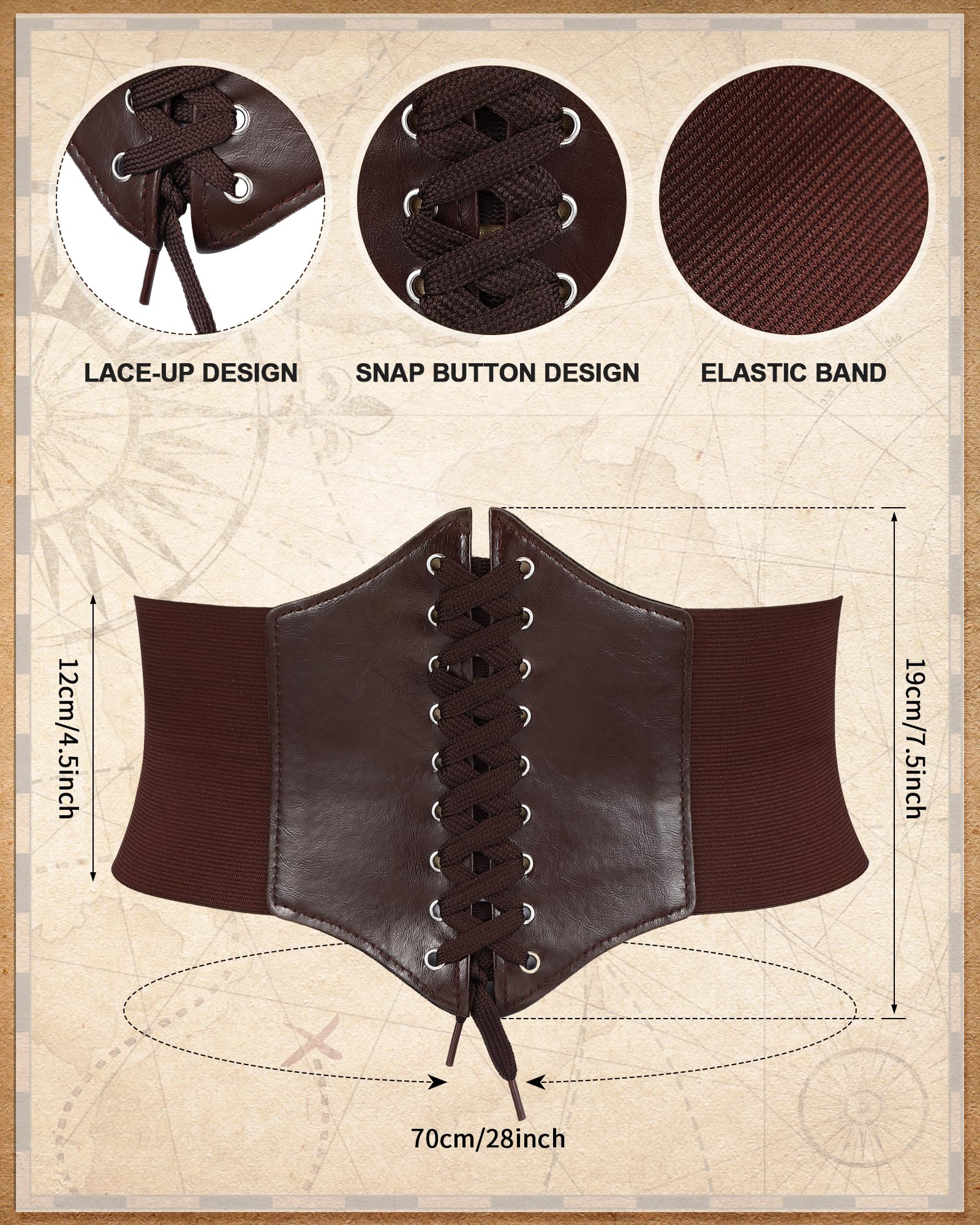 Jiuguva Women's Renaissance Corset Waist Belt Medieval Viking Belt Medieval Leather Belt Pouch Costume Accessories