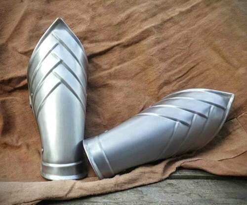 Active Industries Medieval Bracers Fully Functional Arm Guard for Cosplay, Role-Play, Costume Armour Handmade Set Armor Leather Steel Costume, Silver, 10 - 12 Inch Adult Size