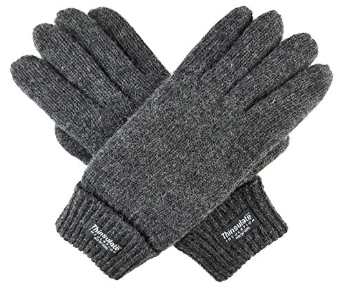 BRUCERIVER Ladie's Wool Knit Gloves with Thinsulate Lining (Dk.Gray, X-Large)