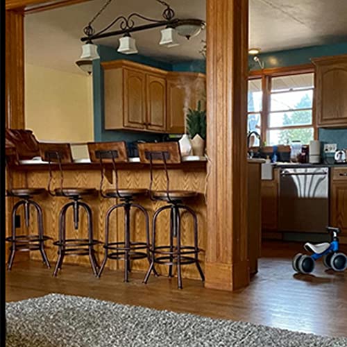 Set of 2-Industrial Bar Stools-Swivel Wooden Seat-Bar Counter Height Adjustable 26-32.2inch-Kitchen Dining Chairs