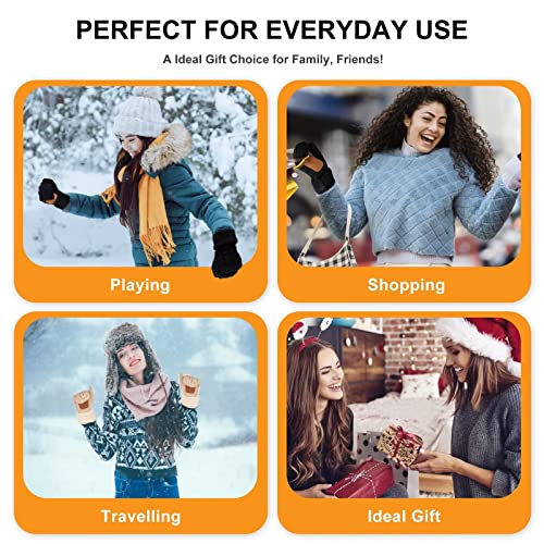 Mittens for Women Cold Weather, Womens Mittens Merino Wool Cable Knit Warm with Thick Thermal Fleece Lined, Winter Gloves with Touchscreen Fingers Anti-Slip(Khaki)