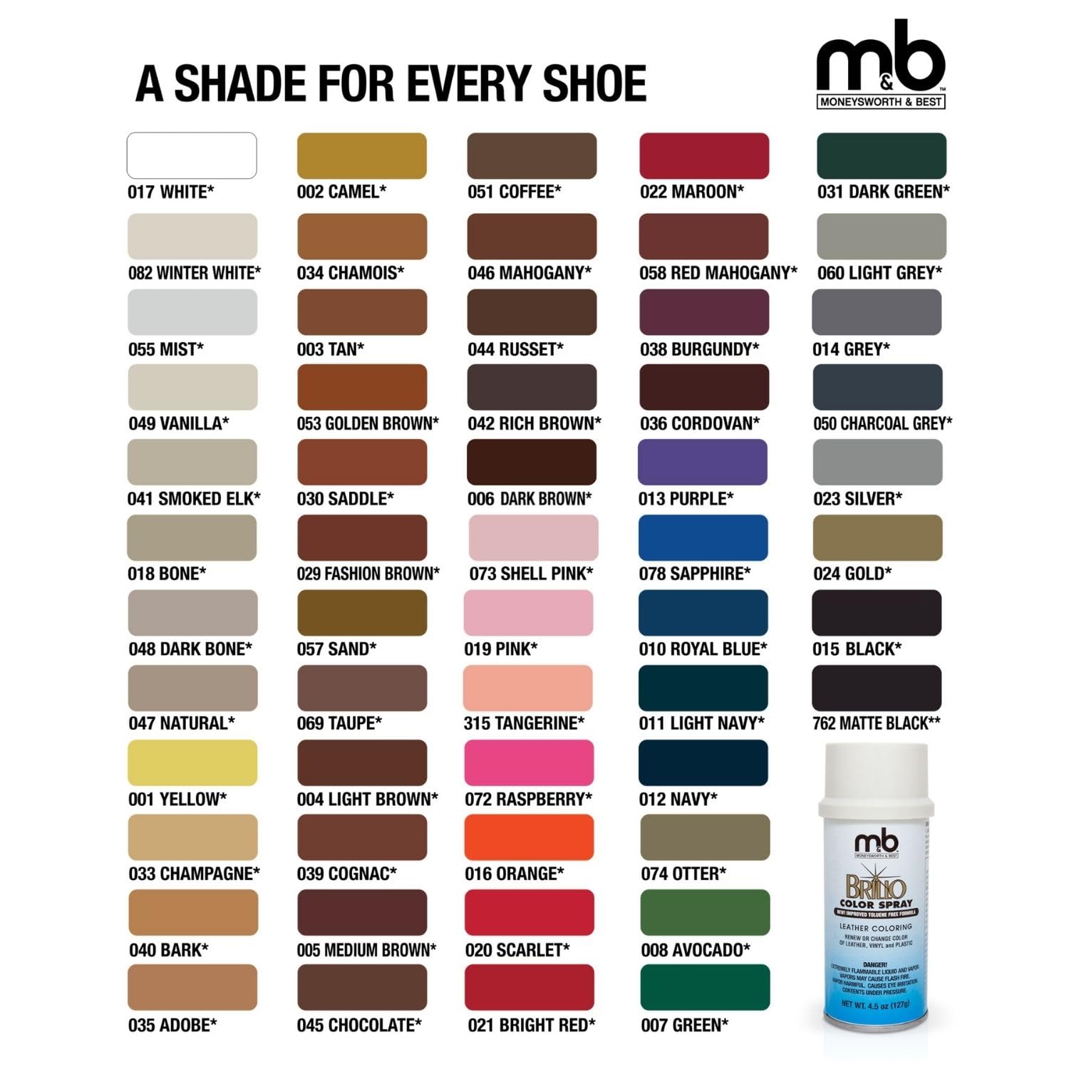 Moneysworth & Best Unisex's Brillo Color Spray Shoe Dye, White, 127g/4.05oz
