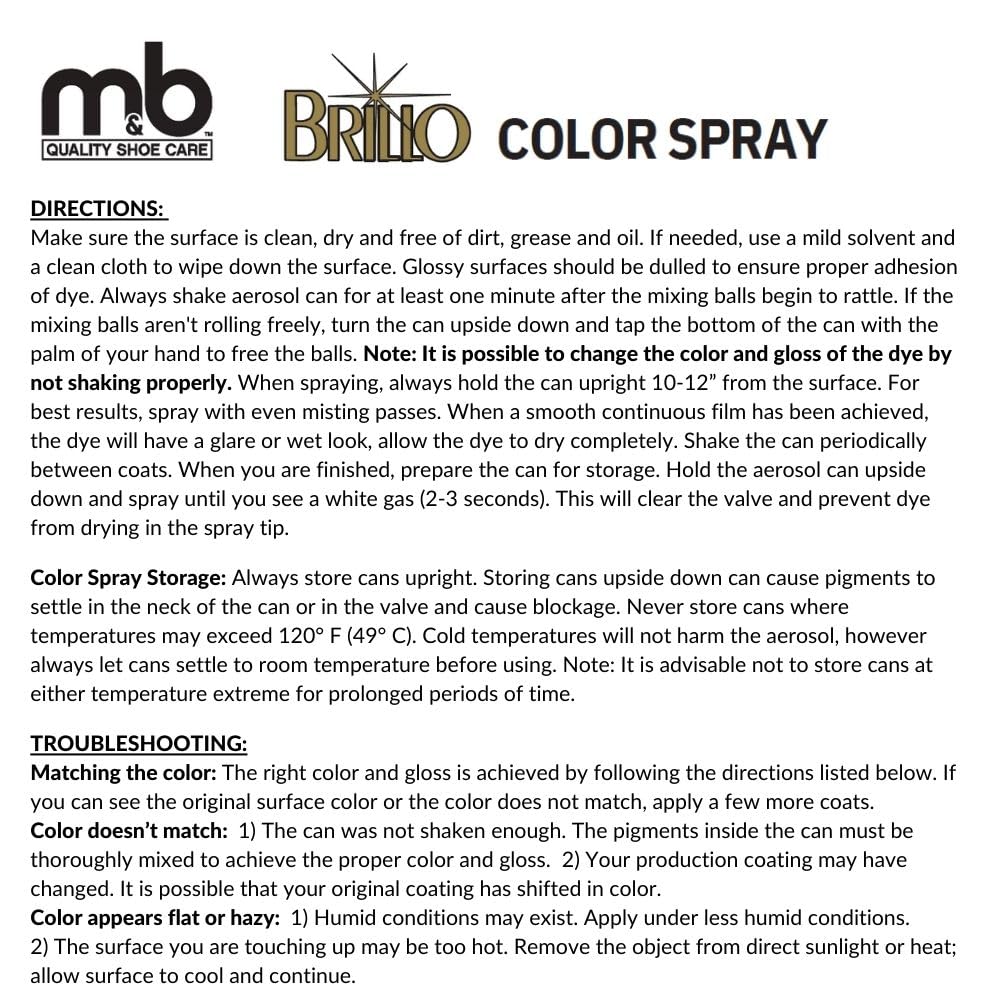 Moneysworth & Best Unisex's Brillo Color Spray Shoe Dye, White, 127g/4.05oz