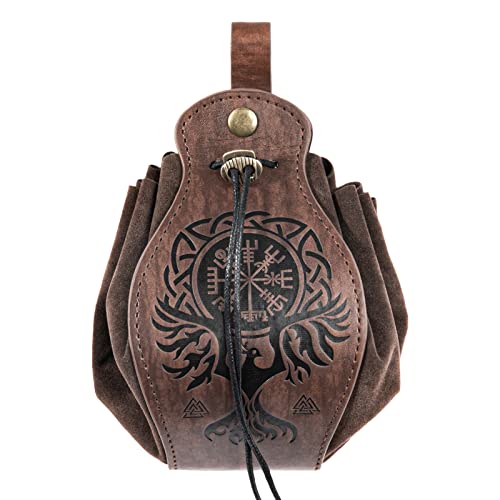 Medieval Faux Leather Belt Pouch - LJCZKA Portable Drawstring Purse Vintage Belt Pouch Dice Bag For LARP Ren Faire Cosplay Costume Accessories (Phoenix)