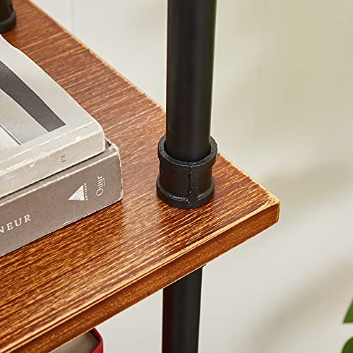 Anynice Industrial Bookshelf, Bookcases and Book Shelves 5 Shelf,Pipe Bookshelf, Industrial Pipe Shelving, Pipe Shelves(Rustic Brown, 29.5" L x 11.8" W x 70" H)