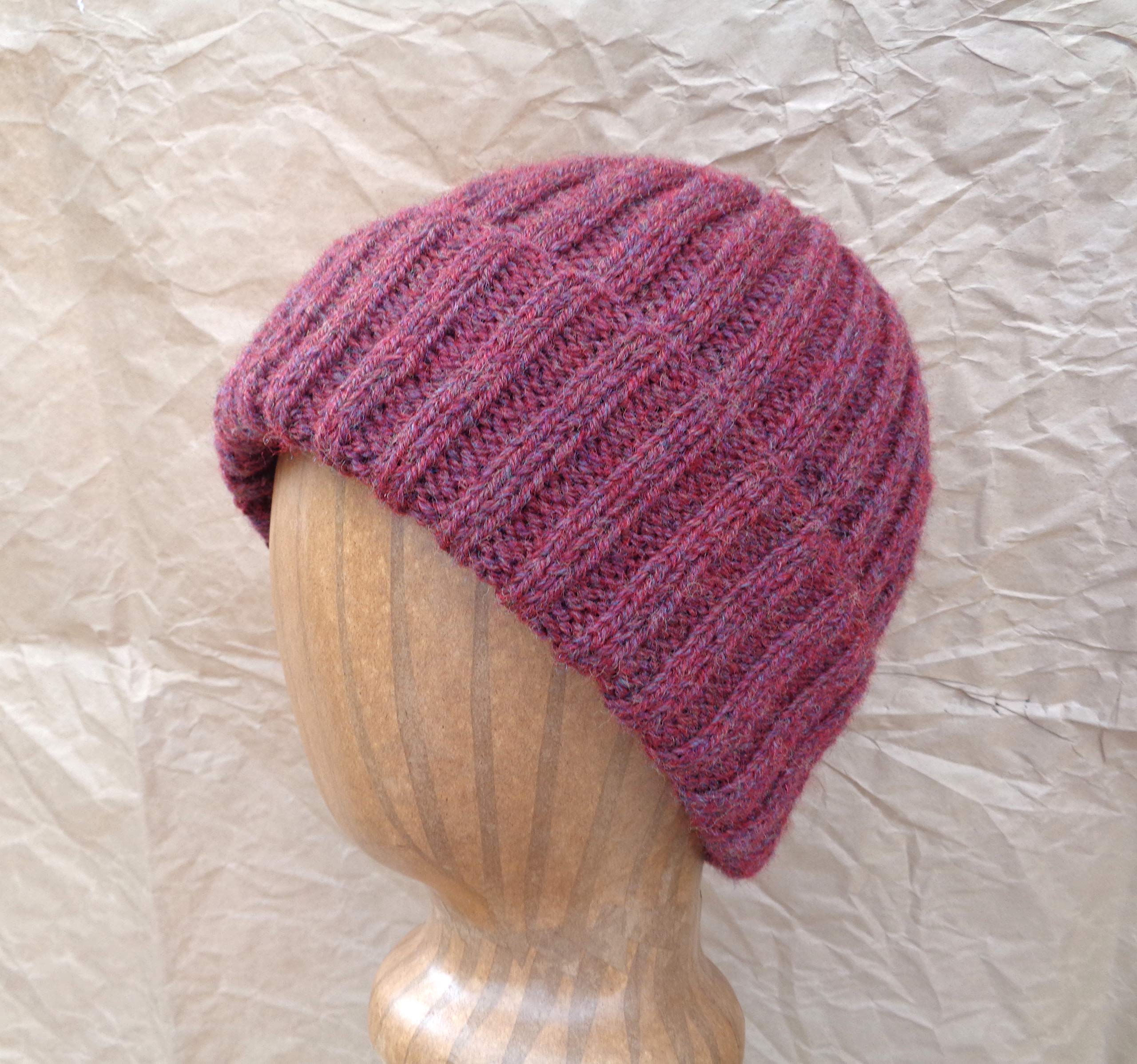 Beanie Hat, Wool Blend, Men Women Teens, Hand Knit Wool Acrylic, Ribbed Toque Watch Cap