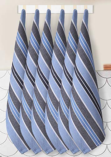 Kitchen Towel, Dish Towel, Tea Towel, Dish Towel For Kitchen, Fall Kitchen Towel, Cotton Quick Dry Kitchen Bar Towels, Super Soft & Absorbent Kitchen Dish Towels - 18x28 Inch 6 Pack - Sky Blue Navy