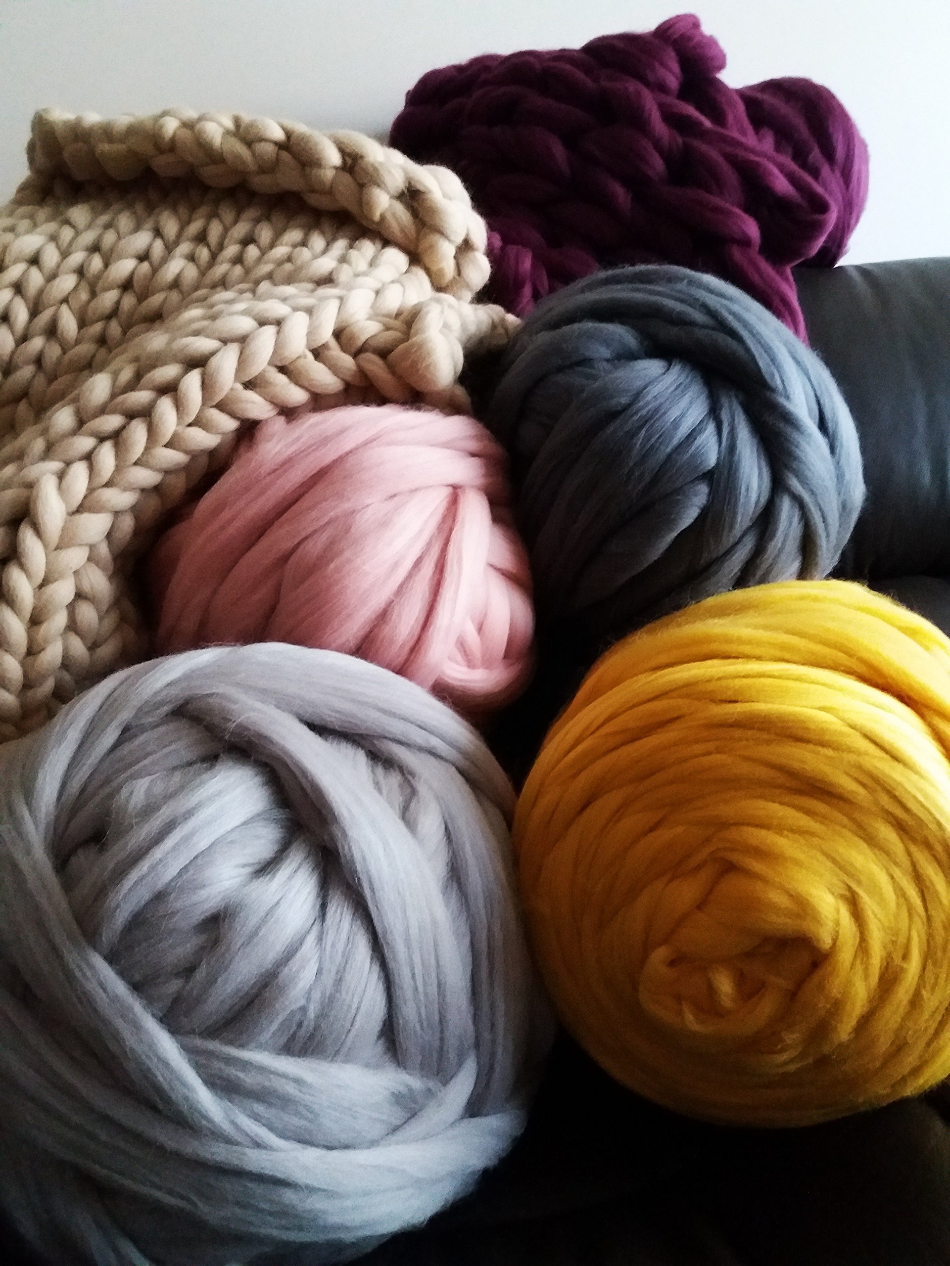 Merino wool yarn - chunky blanket - throw - quilt - yarn for blanket - giant yarn - giant loop - arm knit - wool top roving spinning - mother's day - eastern - cheap - giant knitting - wall hanging