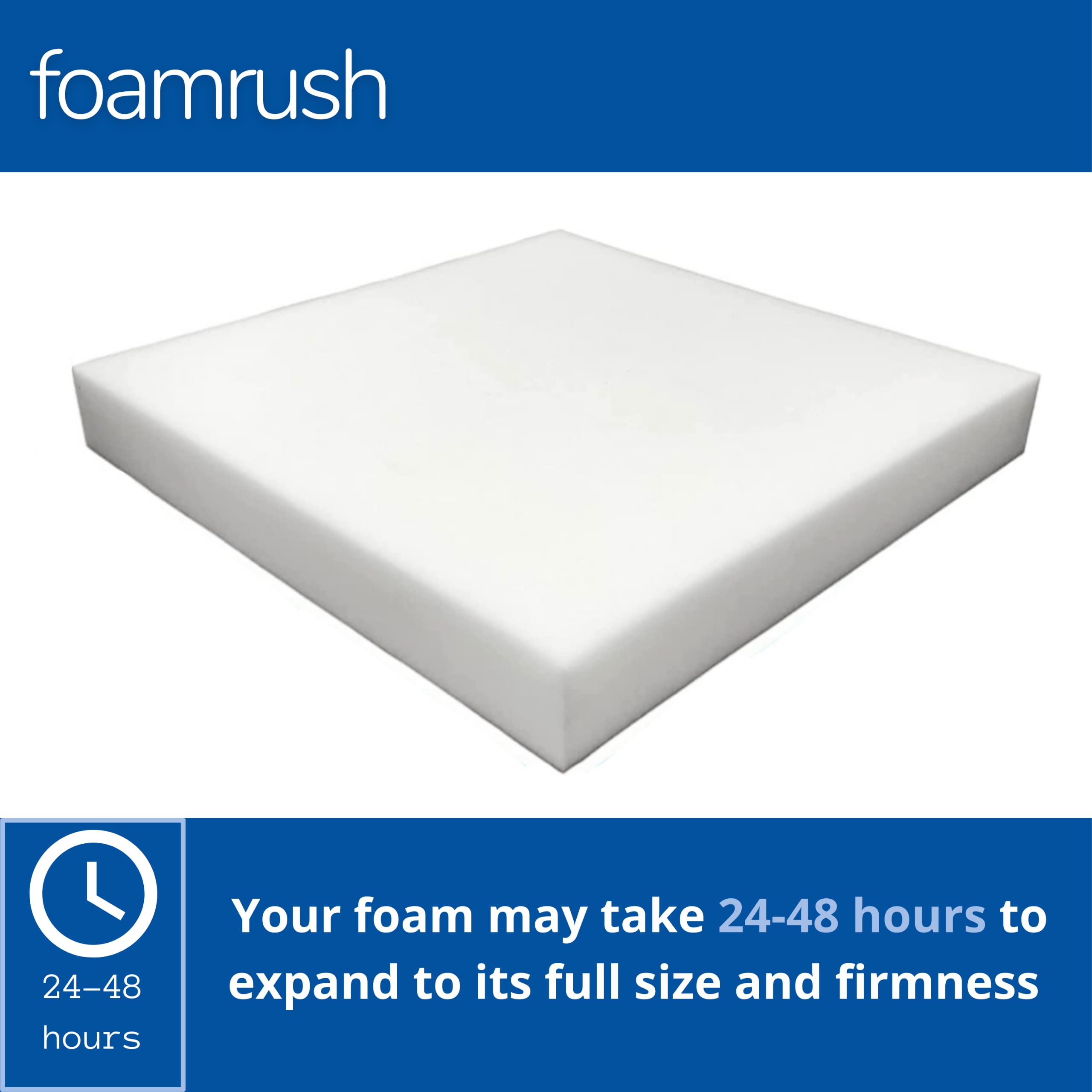 FoamRush 6" x 22" x 22" Upholstery Foam High Density Firm Soft Support (Chair Cushion Square Foam for Dining Chairs, Wheelchair Seat Cushion Replacement)