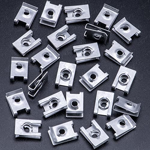 Rexka 25 pcs Fender Liner Bumper Cover Splash Shield U Type Nut Clip Compatible with BMW 07129904150 E36 E46 E60 E63 E88 E90
