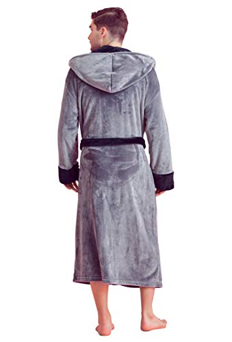 Soft Touch Linen Men’s Full-Length Warm and Plush Hooded Fleece Bathrobe