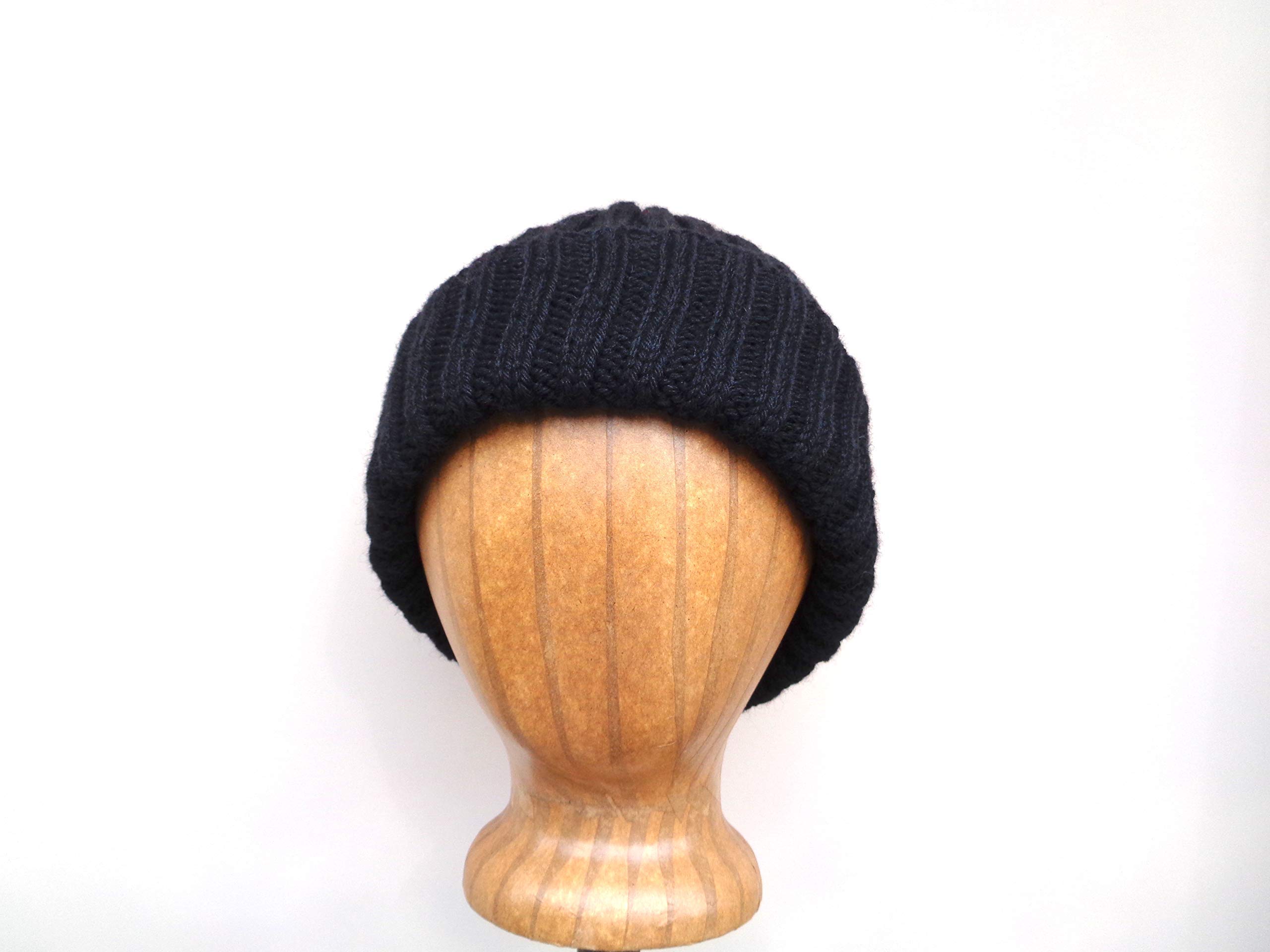 Beanie Hat, Wool Blend, Men Women Teens, Hand Knit Wool Acrylic, Ribbed Toque Watch Cap