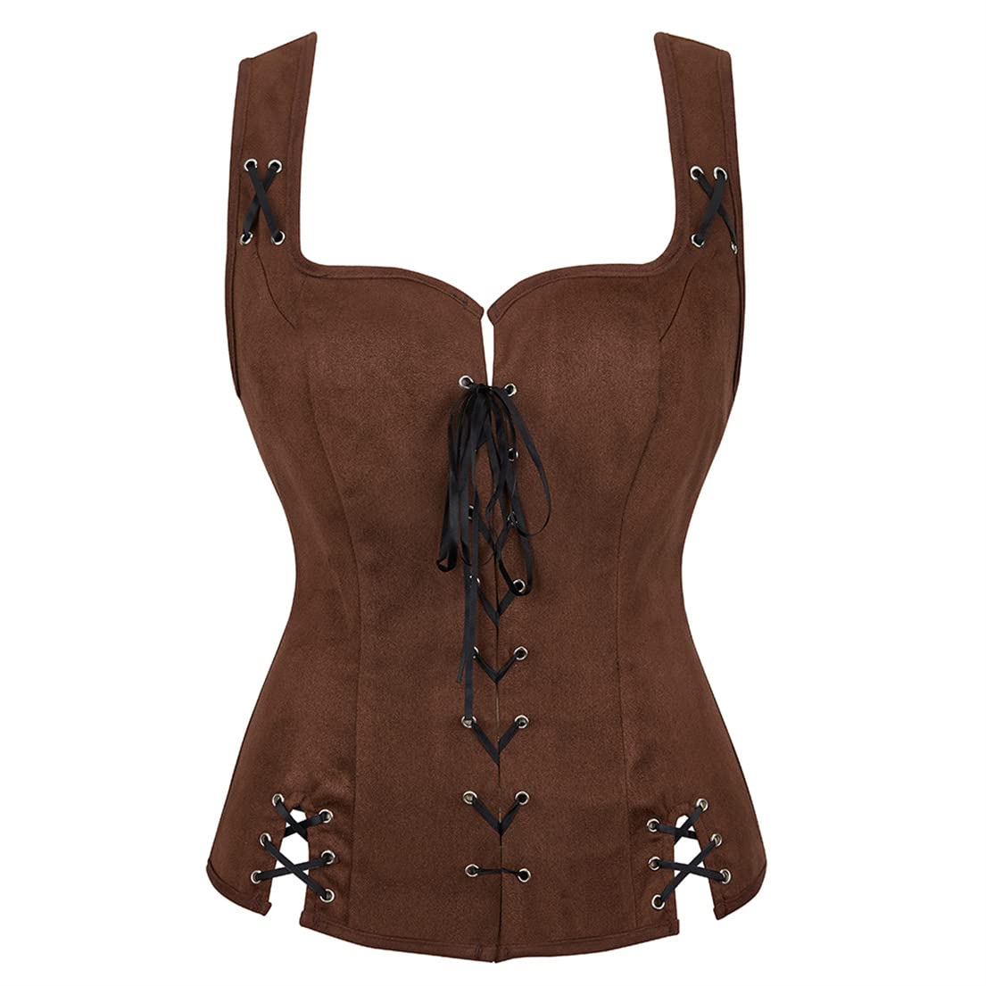 Pirate Costume Women Viking Costume Medieval Renaissance Ren Faire Costume Outfit Women Bodice Brown Vest Size M