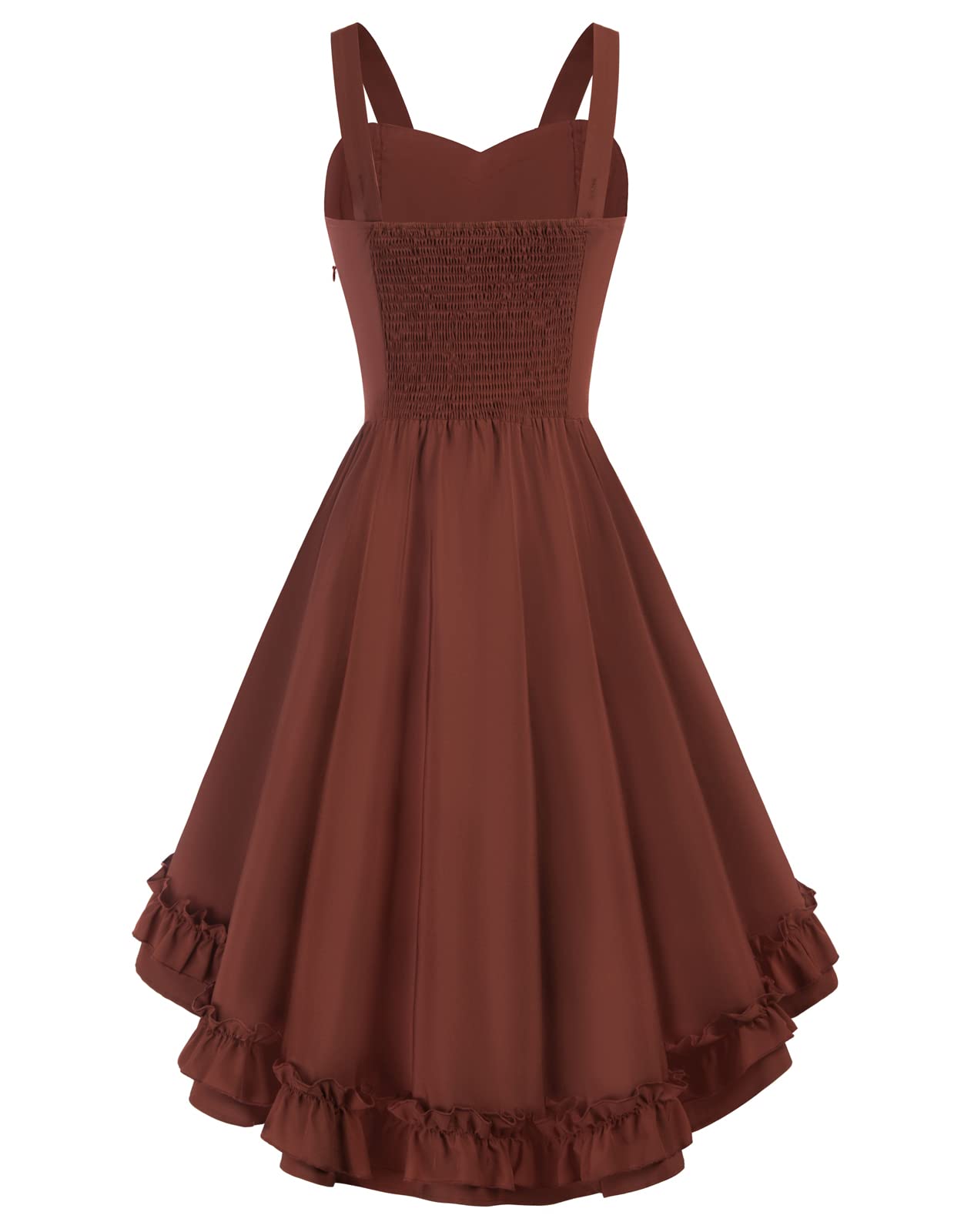 Scarlet Darkness Renaissance Dress for Women High Low Hem Ren Faire Dresses Reddish Brown XL