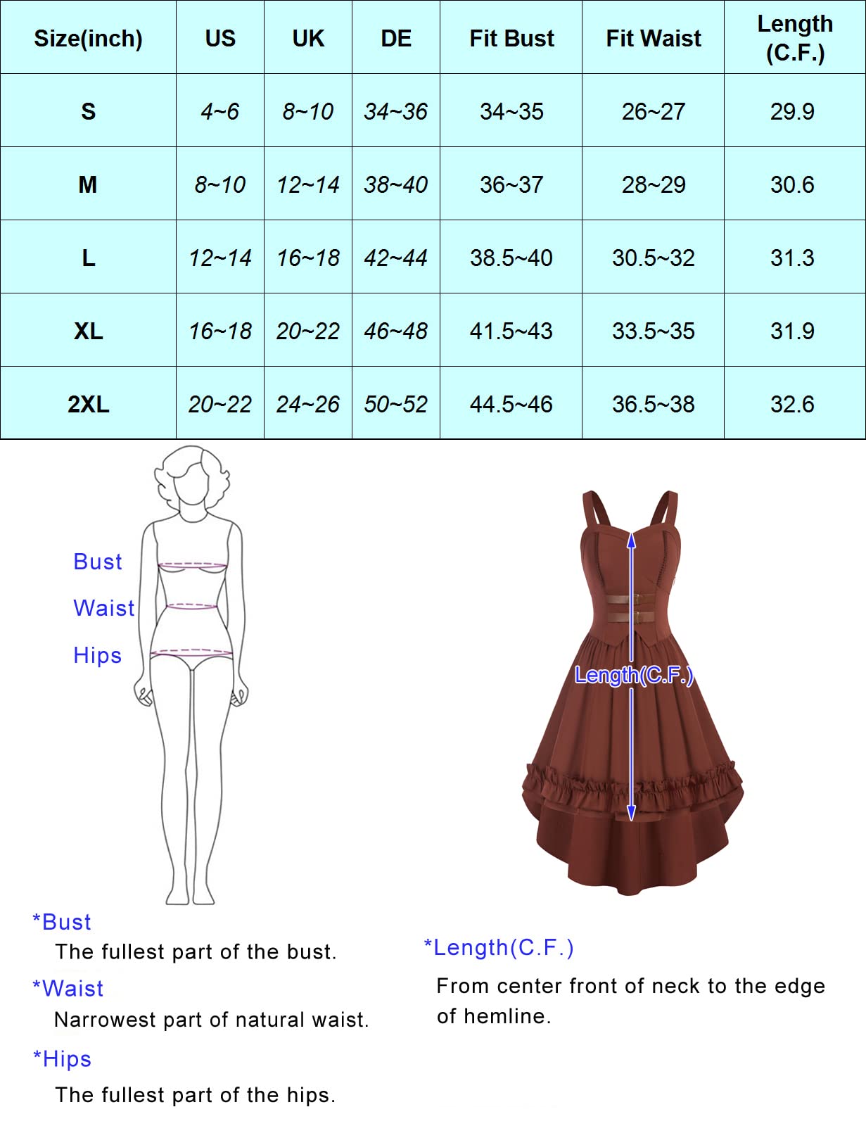 Scarlet Darkness Renaissance Dress for Women High Low Hem Ren Faire Dresses Reddish Brown XL