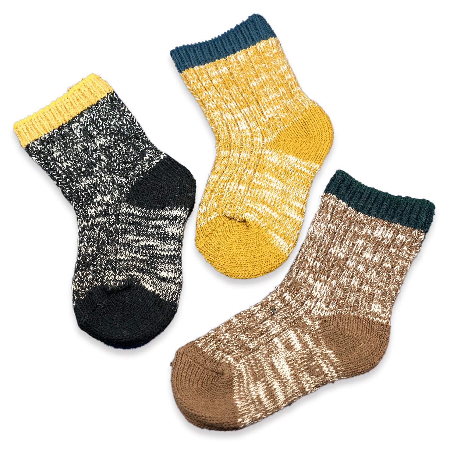 Baby Boys Girls Socks - 3 Pairs Toddler Thick Warm Seamless Chunky Knit Cotton Kid Cotton Crew Socks (M(3-5Y), Boys)