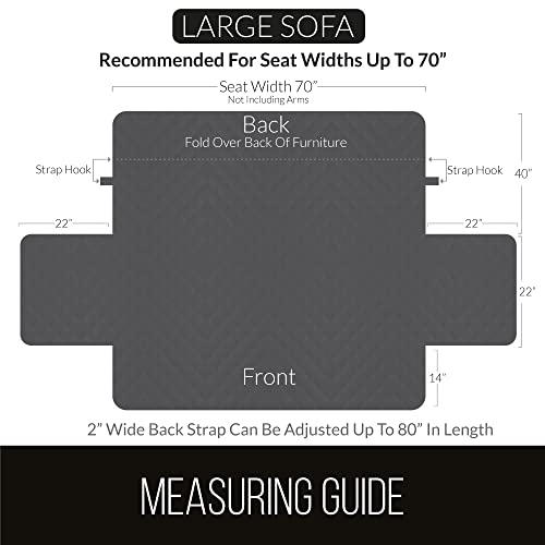Sofa Shield Couch Slip Cover with Patented Strap, Cushion Protector, Reversible Stain and Dog Tear Resistant Slipcover, Quilted Microfiber 70β Seat Washable Covers, Pet Dogs Quatrefoil Charcoal Linen