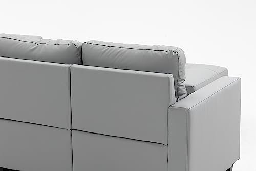 ERYE L-Shaped 5 Seaters Free Combined Couch for Home Apartment Office Living Room Set, Modular Corner Sectional Sofa with Cushions and Storage Ottoman,Easy to Assemble & Save Space, Gray PU