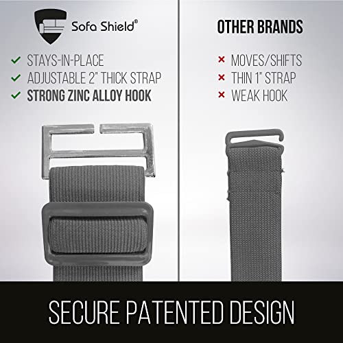Sofa Shield Couch Slip Cover with Patented Strap, Cushion Protector, Reversible Stain and Dog Tear Resistant Slipcover, Quilted Microfiber 70β Seat Washable Covers, Pet Dogs Quatrefoil Charcoal Linen