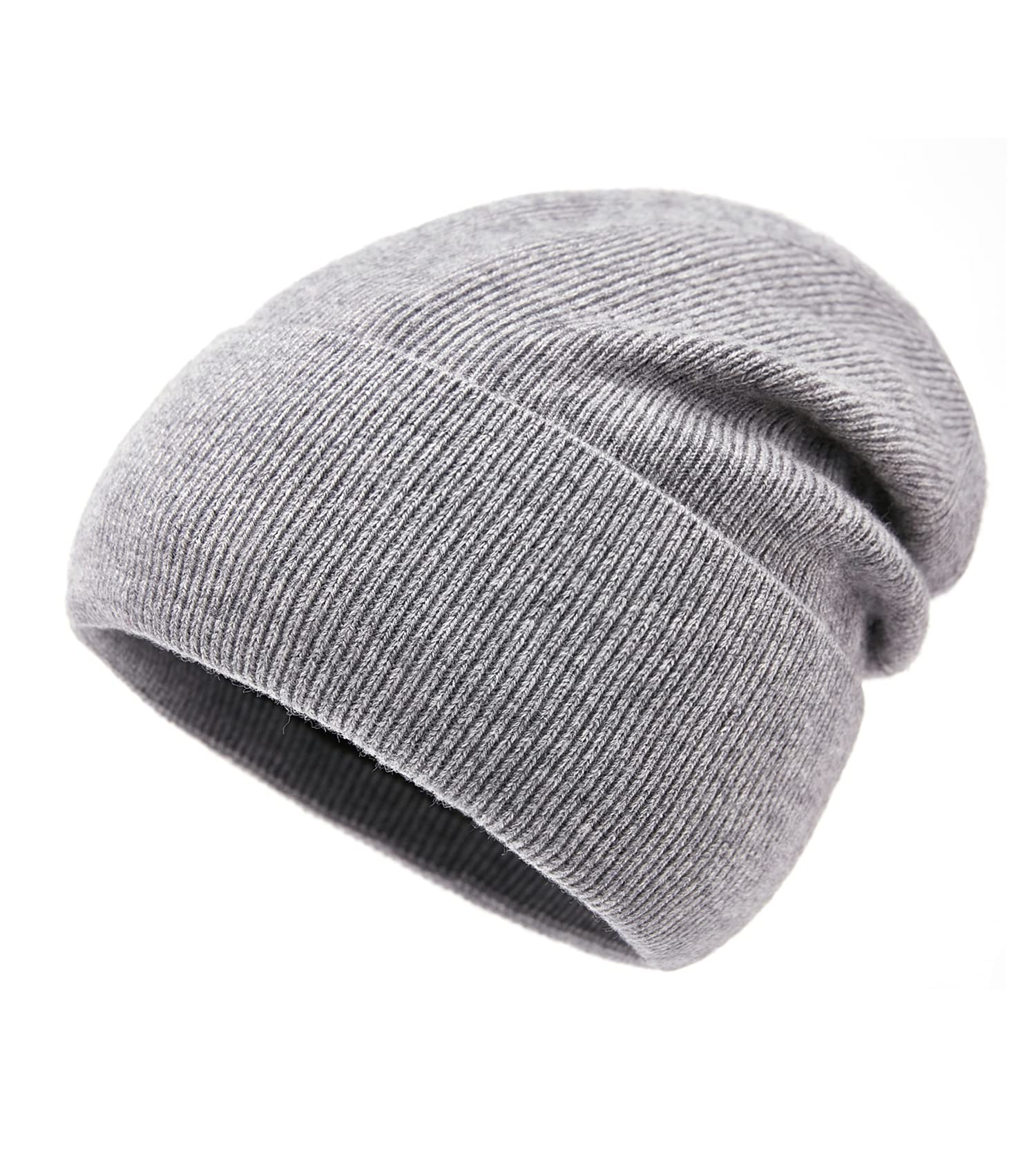 Lallier 100% Merino Wool Beanie for Men and Women, Pure Wool Ribbed Knit Warm Winter Hat with Gift Box (Light Gray)