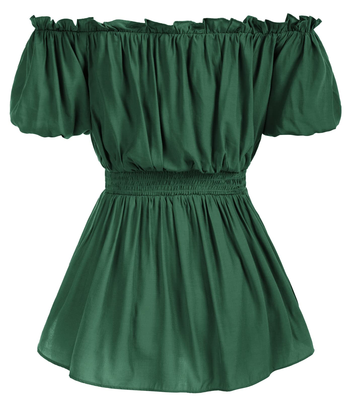 Renaissance Shirt Women Peasant Blouses for Women Corset Tops Dark Green XL