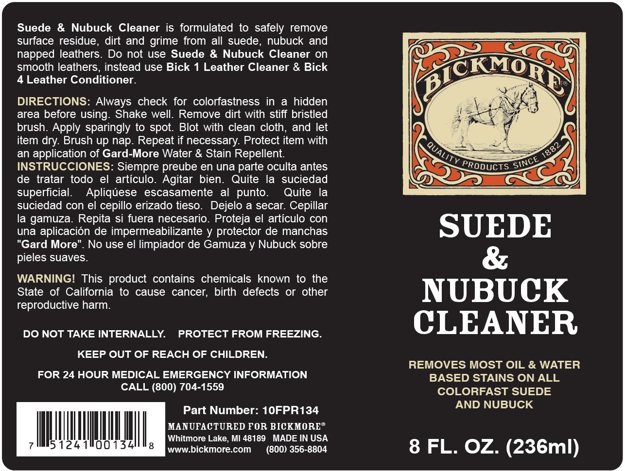 Bickmore Suede & Nubuck Cleaner - Remove Water Dirt Oil Stains From Shoes Boots Purses Handbags & More 8 fl oz