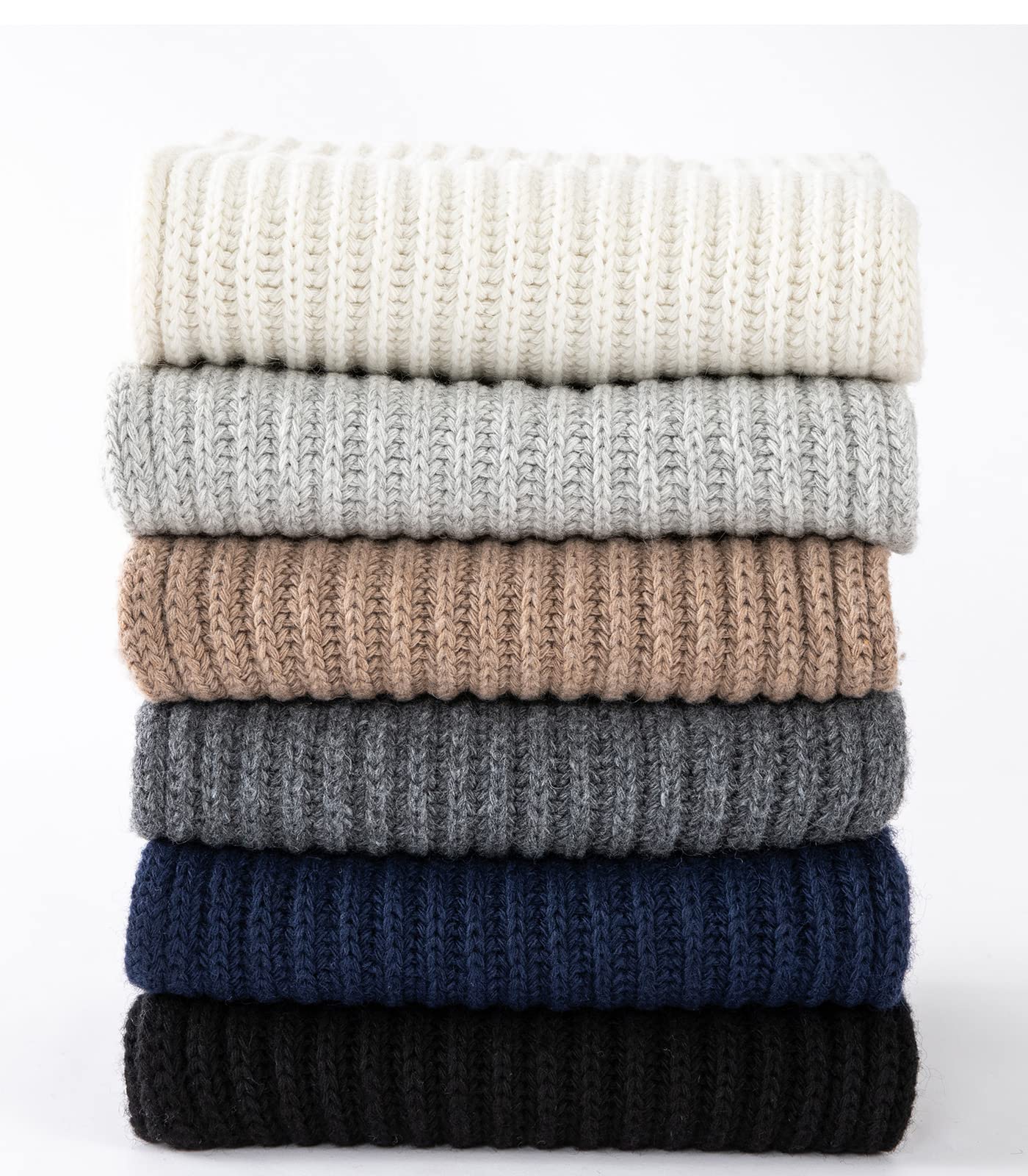 Winter Merino Wool Hat and Scarf Set for Men, Warm Knit Beanie Hats Long Scarves Set for Women Men (Gray)