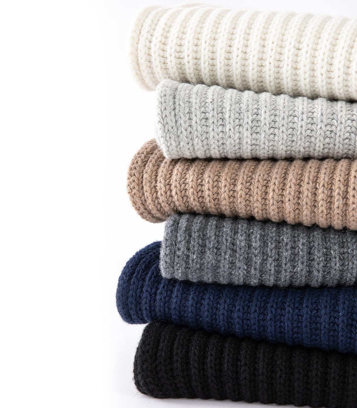 Winter Merino Wool Hat and Scarf Set for Men, Warm Knit Beanie Hats Long Scarves Set for Women Men (Gray)