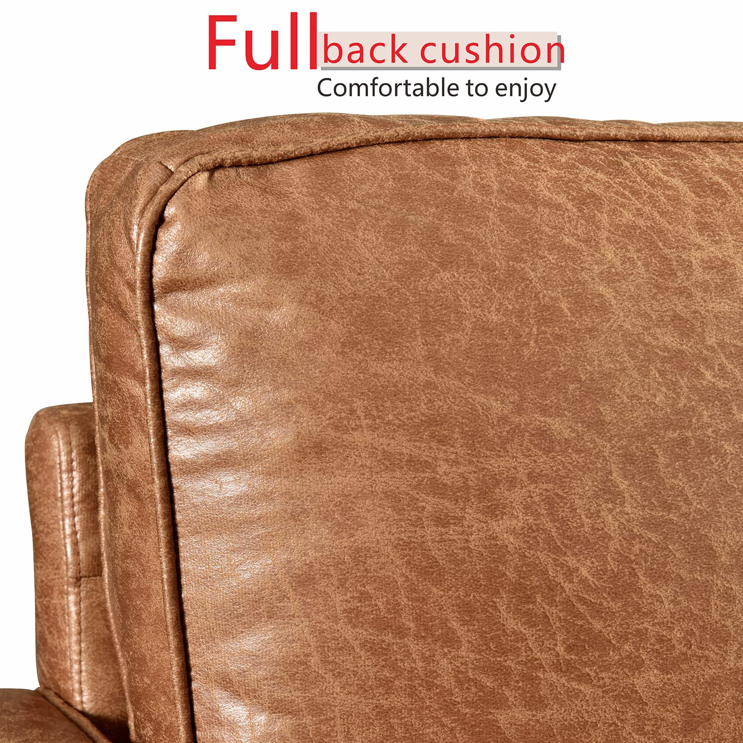 HOOOWOOO 69.7" Small Loveseat Sofa MCM Modern 2-Seater Couch with Bolster Pillows Button Tufted Seat Square Arm for Office Living Room Bedroom Small Space, Brown Faux Leather