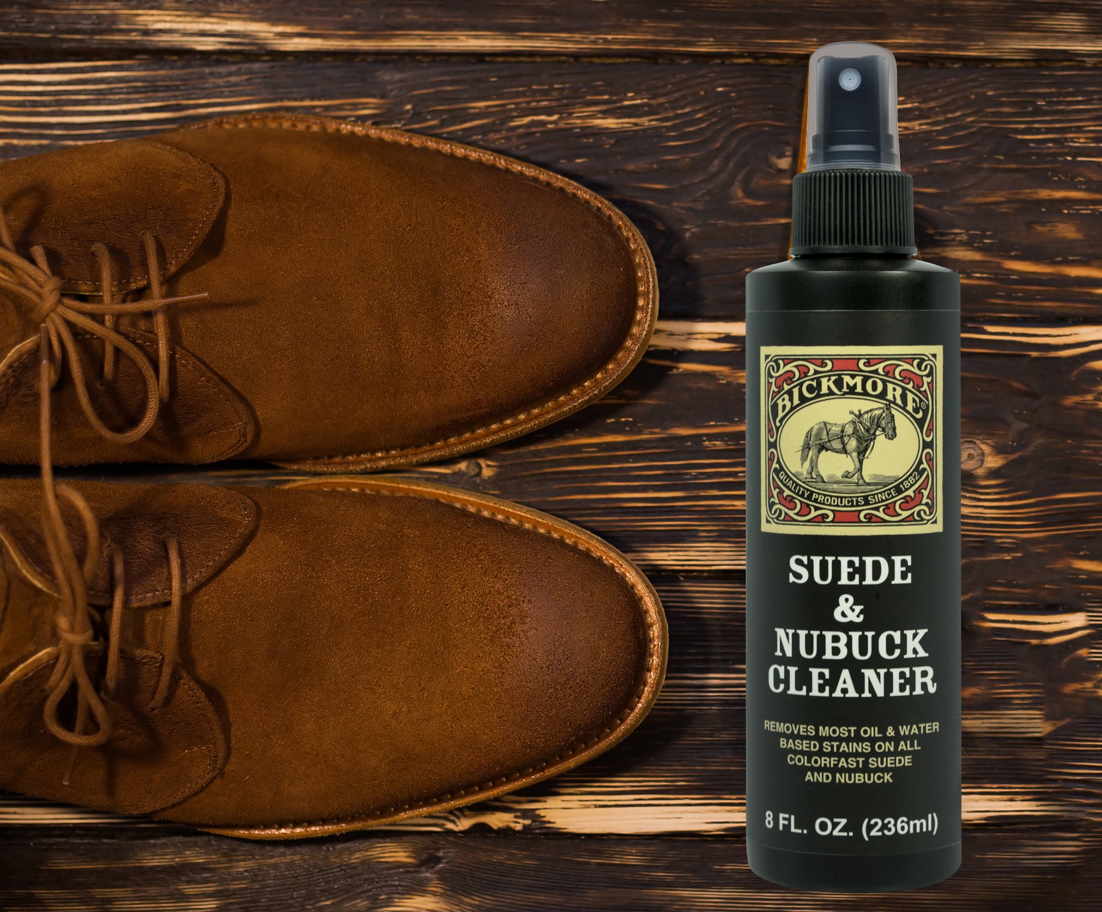 Bickmore Suede & Nubuck Cleaner - Remove Water Dirt Oil Stains From Shoes Boots Purses Handbags & More 8 fl oz