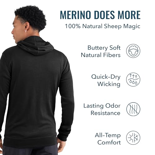 Men's Merino Pro-Knit Zip Hoodie By Woolly | RWS Certified | Warm, Soft, Seattle Designed - Charcoal Grey - XL