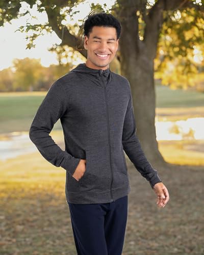 Men's Merino Pro-Knit Zip Hoodie By Woolly | RWS Certified | Warm, Soft, Seattle Designed - Charcoal Grey - XL
