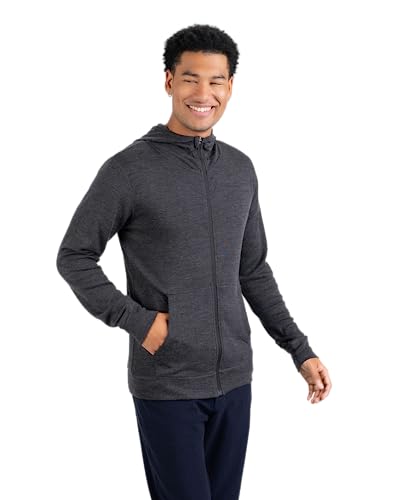 Men's Merino Pro-Knit Zip Hoodie By Woolly | RWS Certified | Warm, Soft, Seattle Designed - Charcoal Grey - XL