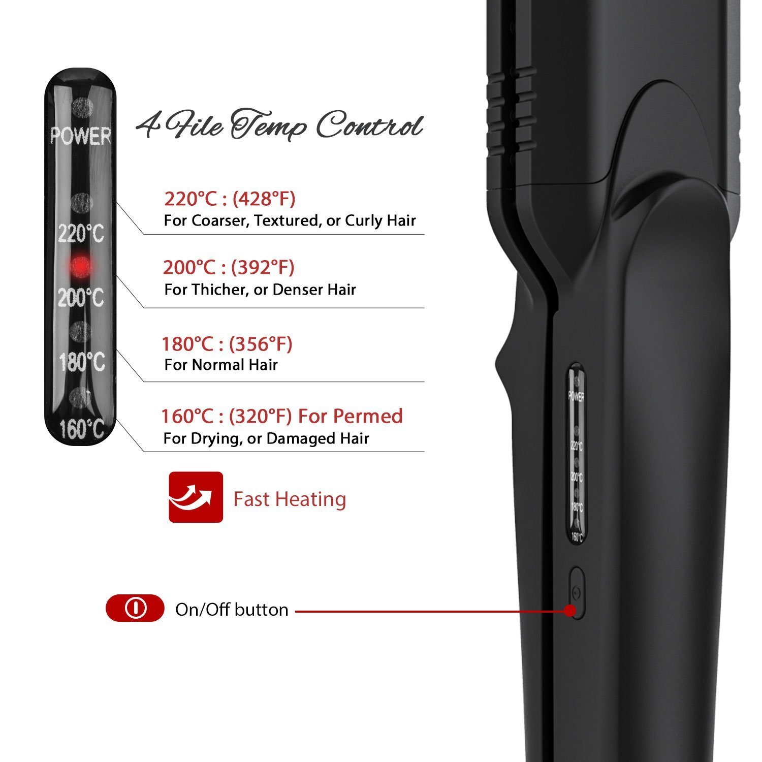 Pulla Hair Straightener and Crimper - 4 in 1 Tourmaline Ceramic Flat and Curling Iron for Hair Styling with Adjustable Temperature - Salon High Heat 320°F - 430°F for All Hair Types