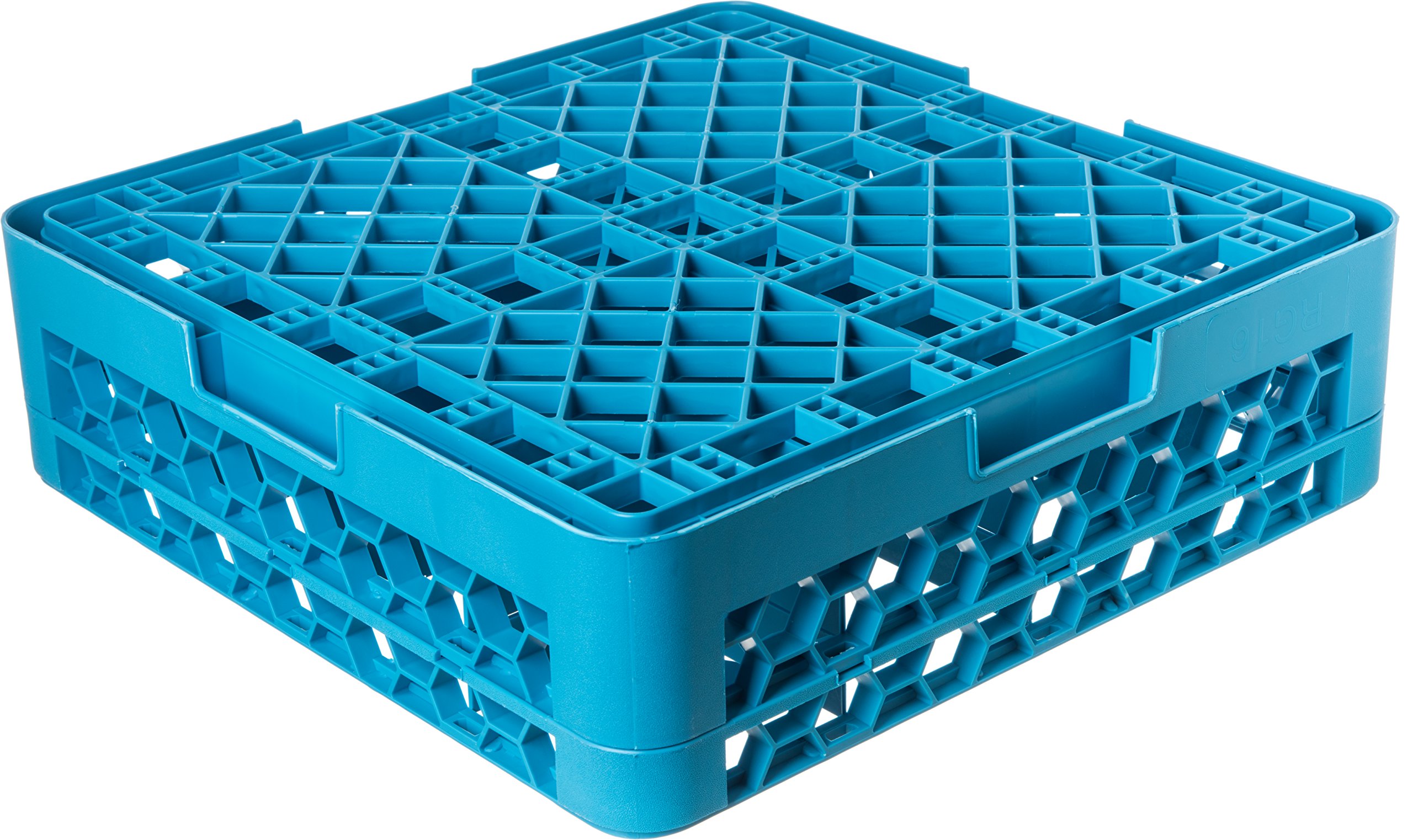 CFS OptiClean 16-Compartment Glass Rack with Extender for Commercial Dishwashers, Plastic, Carlisle Blue