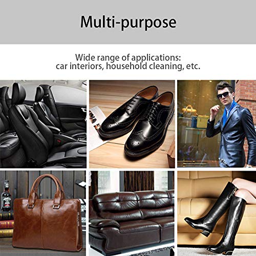 Long Bristle Horse Hair Leather Cleaning Brush, with Shoeshine Gloves Cleaner Leather Care Tools(Brown)…
