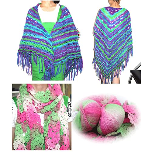 2Pcs Knitting Yarn Skeins Rainbow Multicolor Yarn Wool Crochet Yarn for Crocheting and Knitting Craft Yarn for Knitting and Crochet Projects DIY Crocheting Soft Knitting Yarn Skeins (50g)