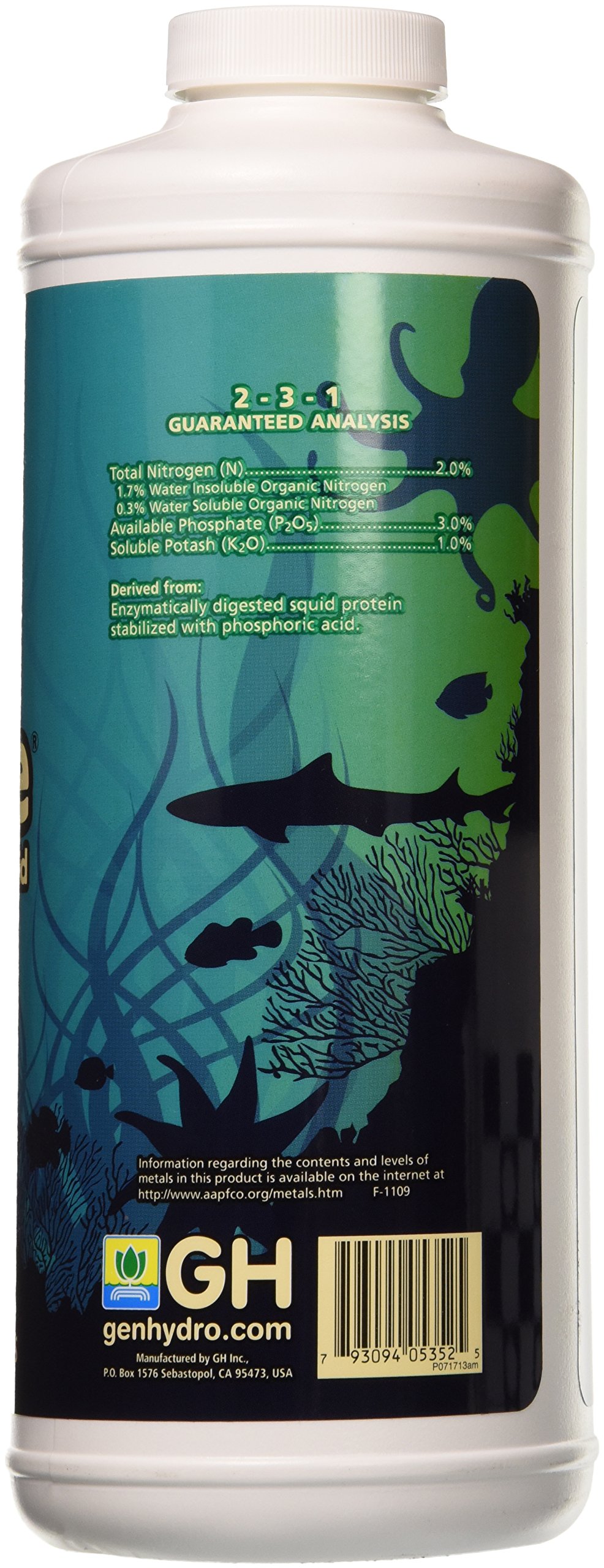 General Hydroponics GH5352 BioMarine Enzymatically Digested Fish Protein, Quart
