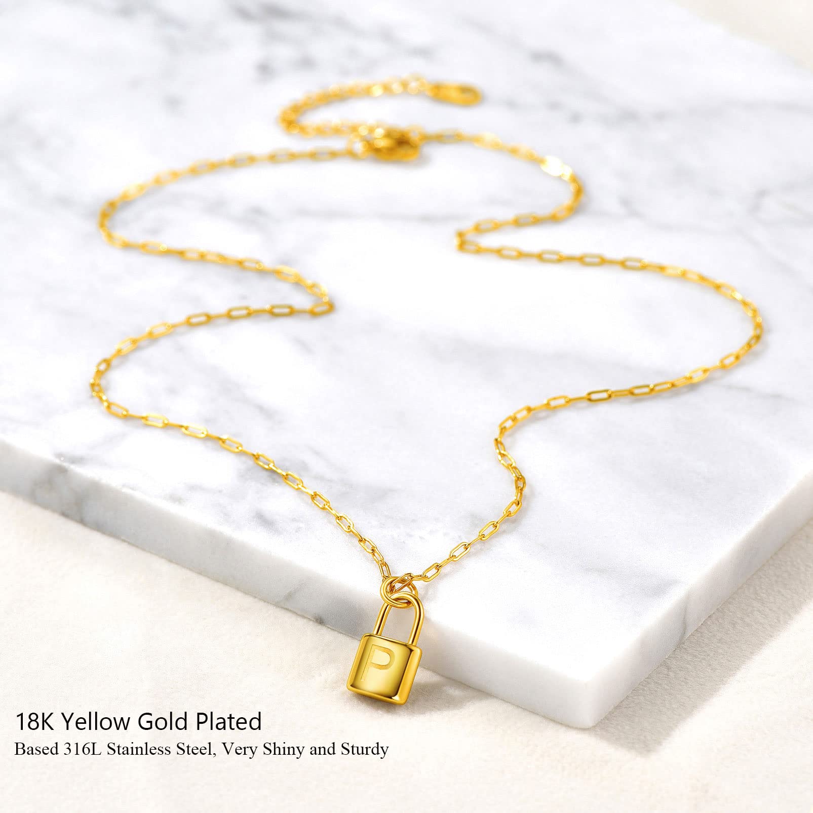 PROSTEEL Trendy Lock Necklace for Women Chain M Initial Necklace